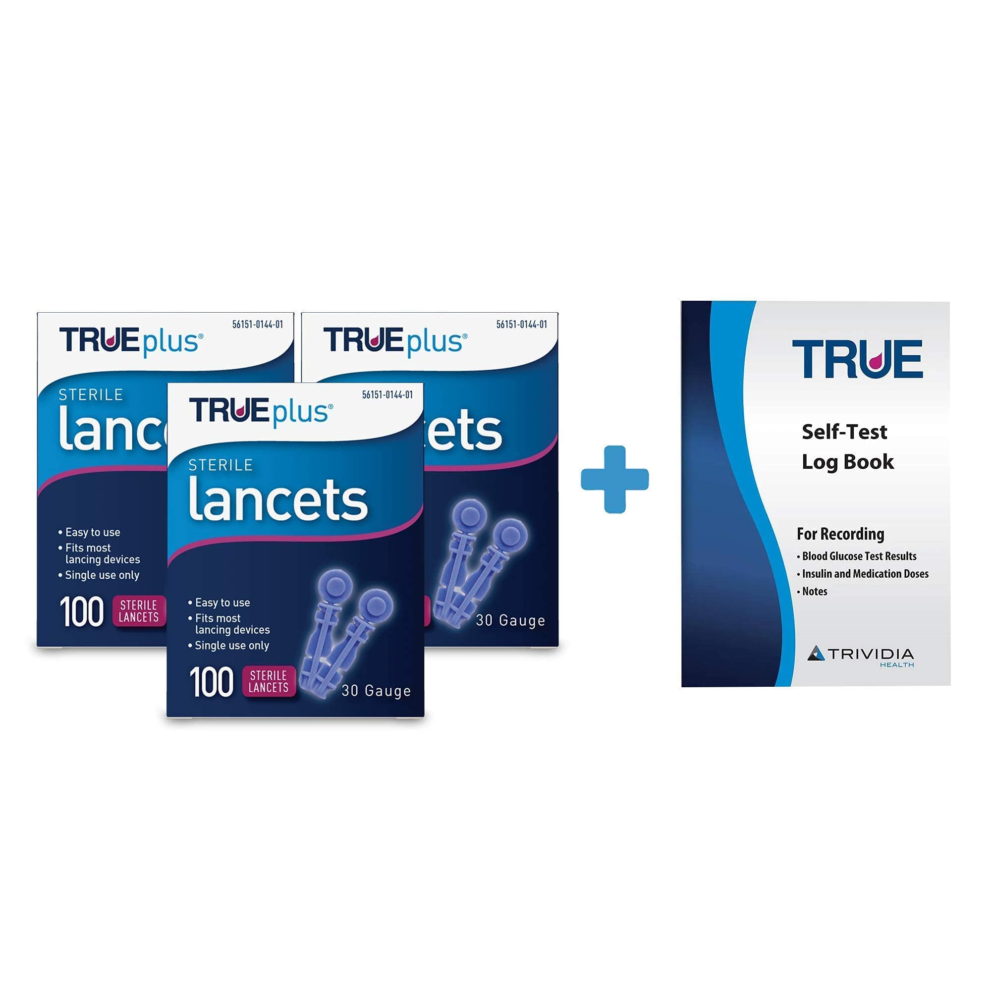 2X 100ct TRUE METRIX Test Strips + 3X 100ct 30g TRUEplus Lancets + TRUEplus Log Book