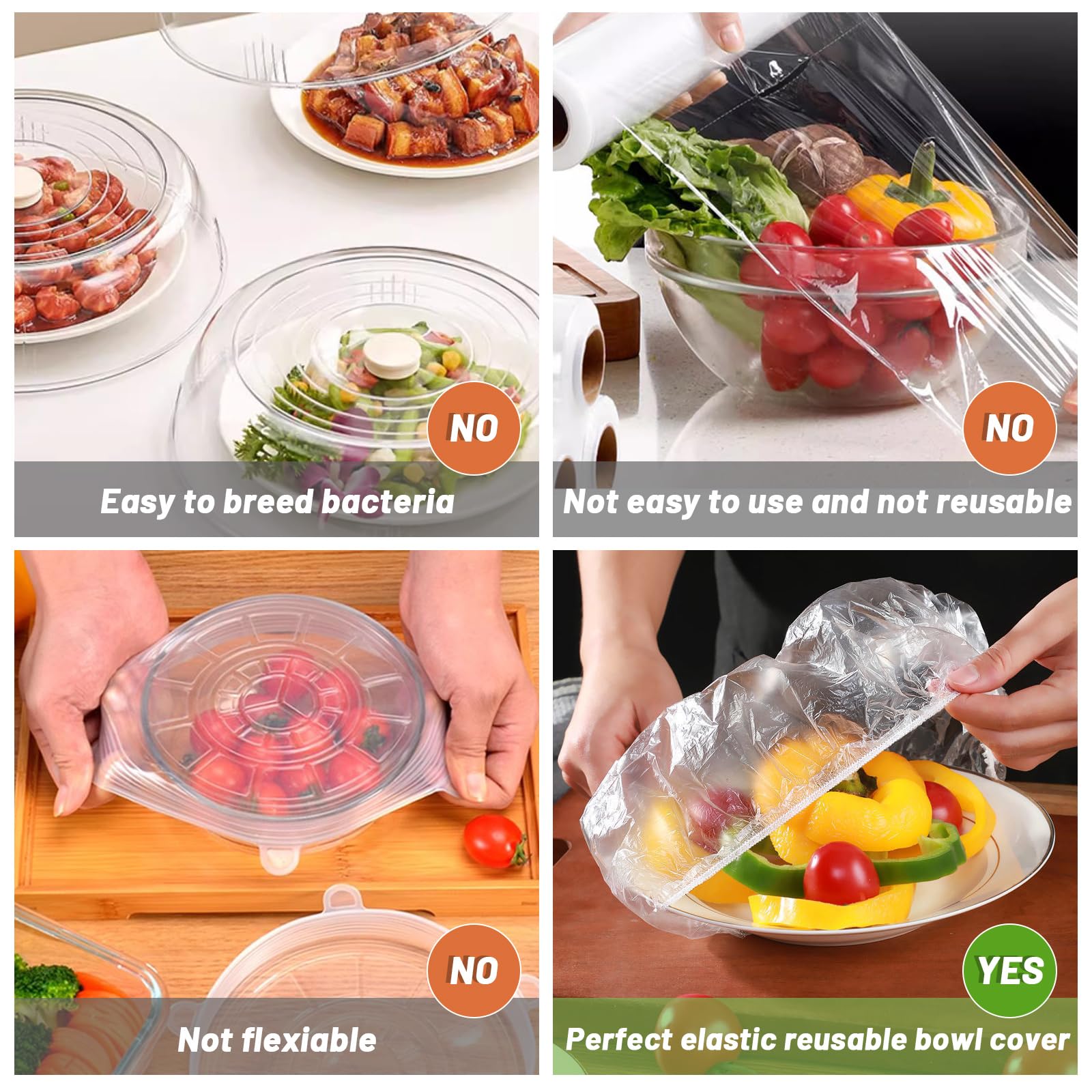300Pcs Reusable Elastic Food Bowl Storage Covers, Sublaga Bowl Covers, Dish Plate Covers, Alternative to foil, Plastic Wrap,BPA Free
