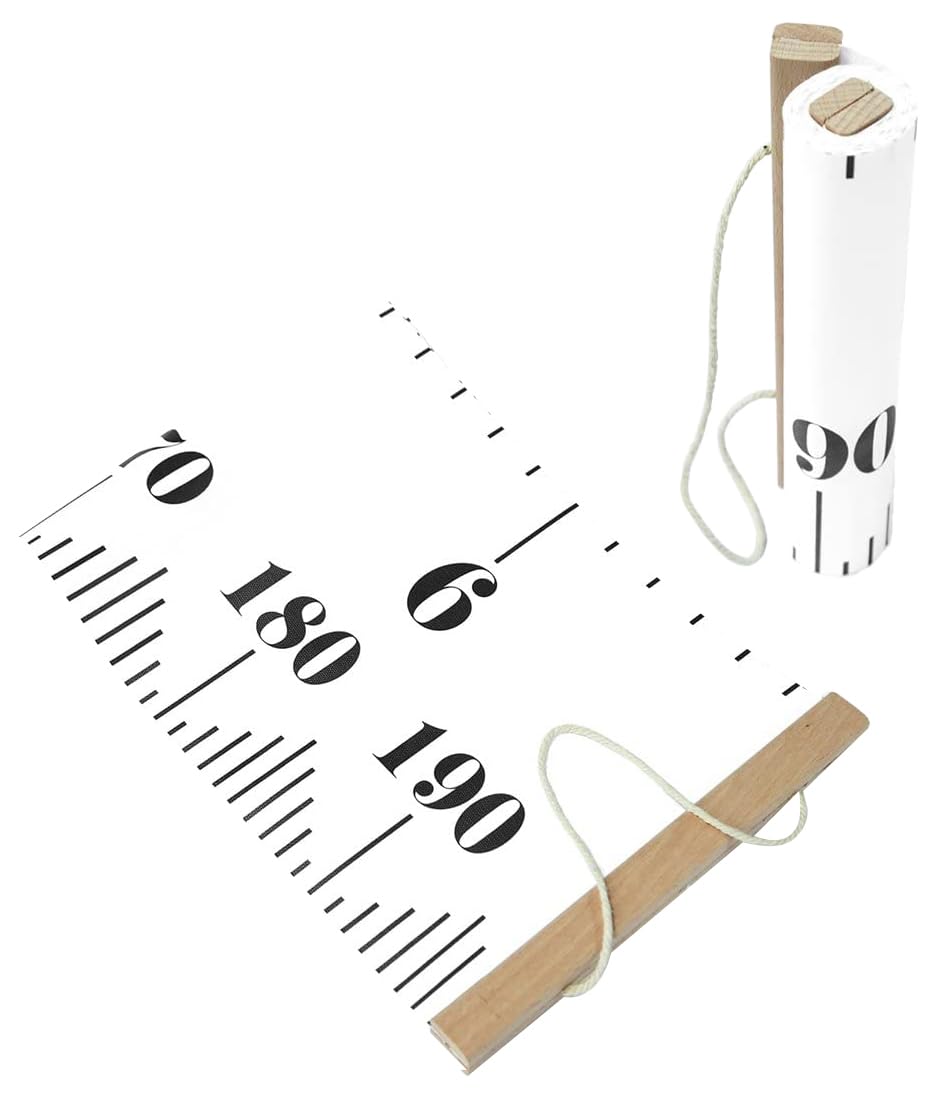 AOMINGGE Hanging Growth Chart, Height Measure Ruler Roll Up Wooden Canvas Growth Ruler for Kids Baby Birthday Gift,White,A1