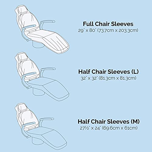 JMU Dental Full Chair Cover, Disposable Clear Plastic Sleeve Protector, 29" x 80", Box of 125