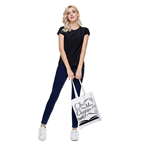 Ihopes Just One More Chapter Reusable Tote Bag | Funny Bookworm Library Canvas Tote Bag School Bag Book Lovers Gift for Teens Men Women Friends Kids