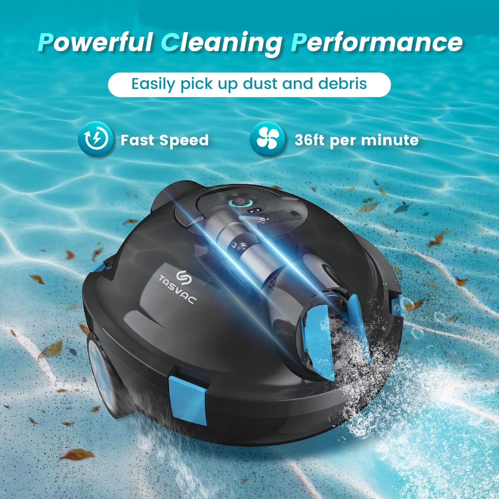 ๐ฎ๐ฌ๐ฎ๐ฏ ๐๐ฅ๐๐ง๐๐๐ TASVAC Cordless Robotic Pool Cleaner, Automatic Pool Vacuum, 90 Mins Runtime, Powerful, Self-Parking, Lightweight, Ideal for Flat Above/In-Ground Pool up to 65 Feet/1100 Sq.Ft