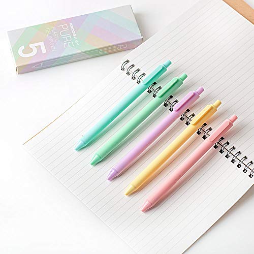 czxwyst Soft Touch Retractable Gel Ink Pens 0.5mm Fine Point (Macarons Colors 5-Pack Black Ink)