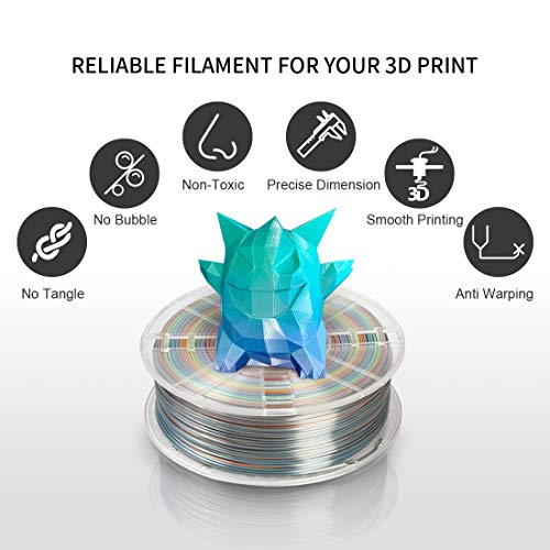 Silk Rainbow PLA 3D Printer Filament 1.75mm,NovaMaker Shiny Multicolor PLA Filament, 1kg Spool(2.2lbs), Dimensional Accuracy +/- 0.02 mm, Fit Most FDM Printer