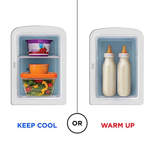 Chefman Portable Mirrored Personal Fridge 4 Liter Mini Refrigerator, Skin Care, Makeup Storage, Beauty, Serums And Face Masks, Small For Desktop Or Travel, Cool & Heat, Cosmetic Application, Pink