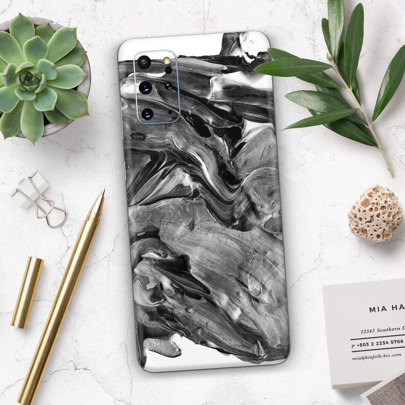 DesignSkinz Liquid Abstract Paint V57 Protective Vinyl Decal Wrap Skin Cover Compatible with The Samsung Galaxy S20 (Screen Trim & Back Glass Skin)