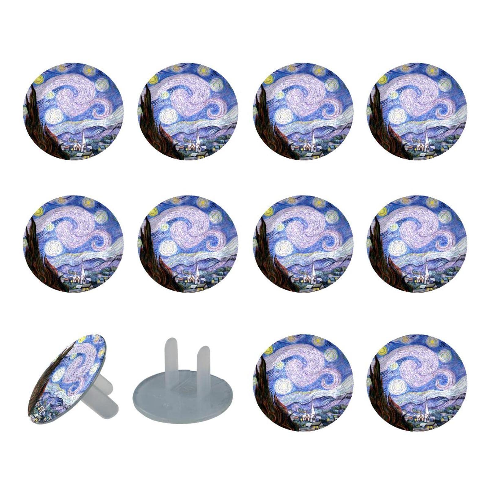 24 Pack Round Outlet Cover 2-Prong Child Safety Socket Covers Electrical Outlet Protectors Kid Proof Outlet Cap (Starry Night)