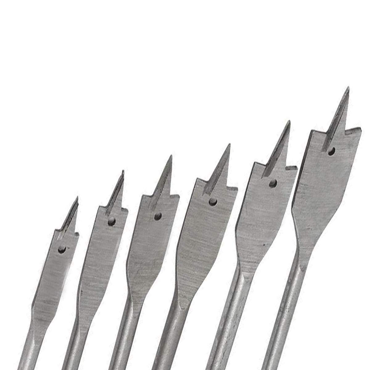 COMOK Spade Paddle Flat Wood Boring Drill Bit Set Titanium Coated Paddle Flat Woodworking Wood Tools Kit 10mm 12mm 16mm 18mm 20mm 25mm Drill Bit 6Pcs