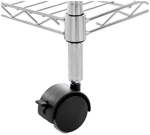 Amazon Basics 3-Shelf Adjustable, Heavy Duty Storage Shelving Unit on 4'' Wheel Casters, Metal Organizer Wire Rack, Chrome, 23.2"L x 13.4"W x 32.75"H