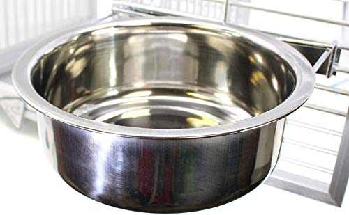 Bonka Bird Toys 800125 64oz Stainless Steel Clamp Cup Cage Aviary Treat Liquid Food Parrot Cockatoo