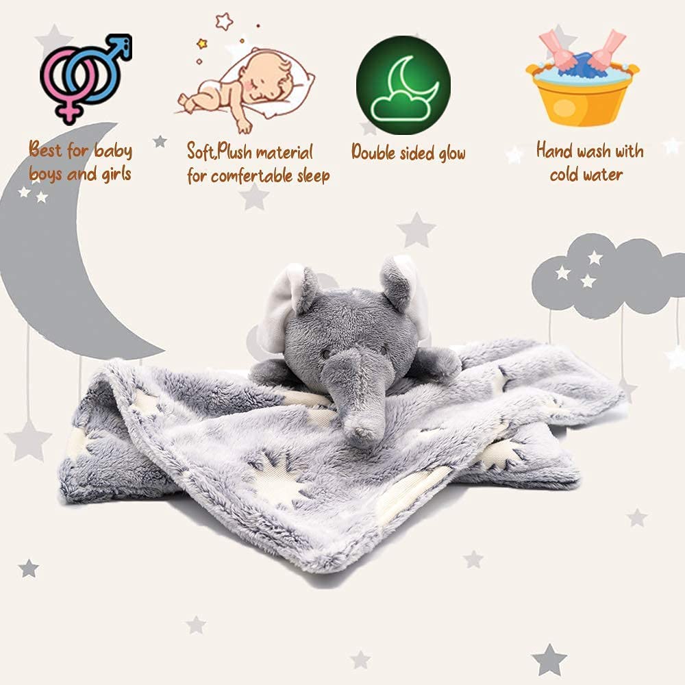 Believe BigDreams Loveys for Babies Girls - Baby Stuffed Animals for Newborn Boy - Grey Polyester Baby Security Blanket Stuffed Elephant for Baby Glows in The Dark…