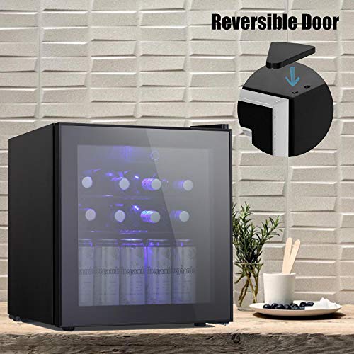 Antarctic Star 1.6cu.ft Wine Cooler/Cabinet Beverage Refigerator Small Wine Cellar Soda Beer Counter Top Bar Fridge Quiet Operation Compressor Freestanding Door Black Glass