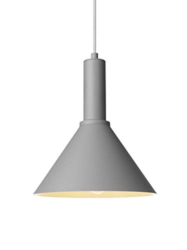 Globe Electric 61017 1-Light Plug-in Pendant, Soft Matte Gray. Designer Gray Fabric Cord, Bulb Included