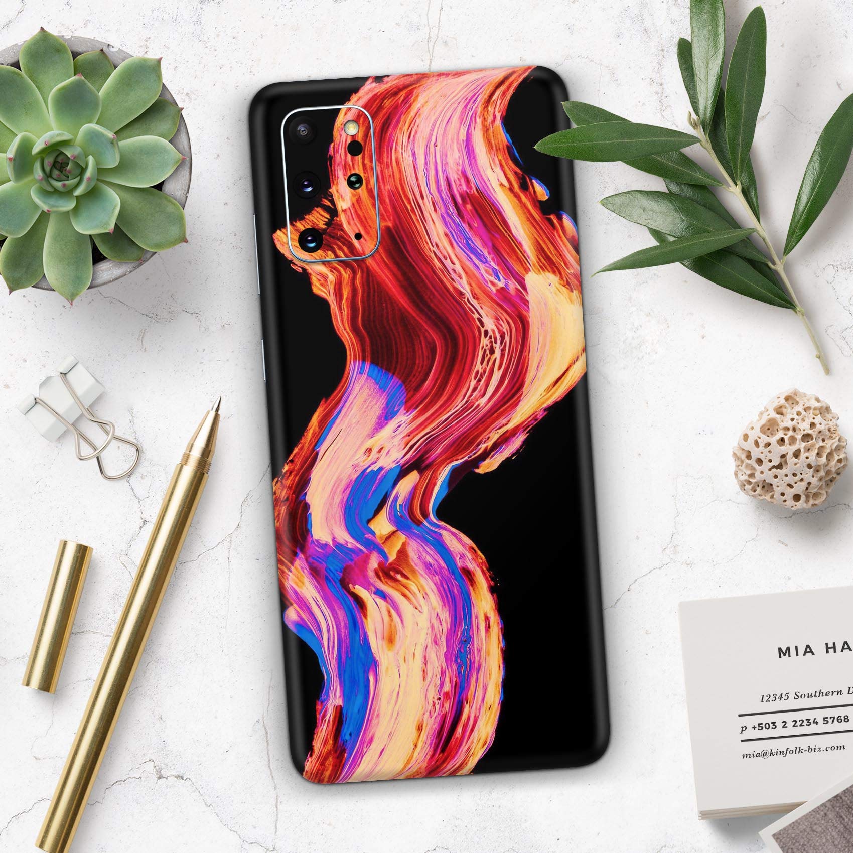 DesignSkinz Liquid Abstract Paint V80 Protective Vinyl Decal Wrap Skin Cover Compatible with The Samsung Galaxy S20 (Screen Trim & Back Glass Skin)
