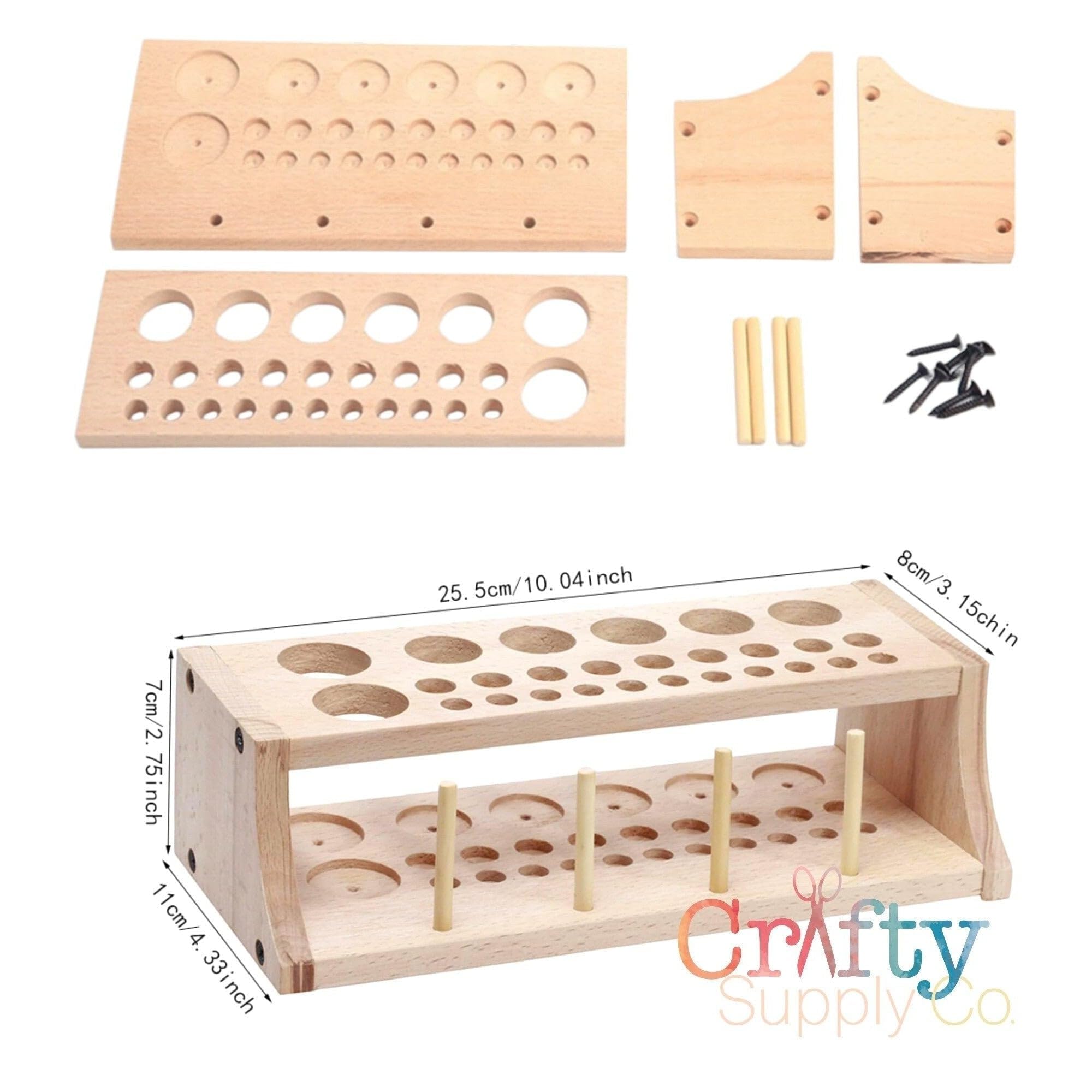 27 Slot Wooden Tool Organizer Storage Station for Leather & Sewing Crafts, Workspace Organization