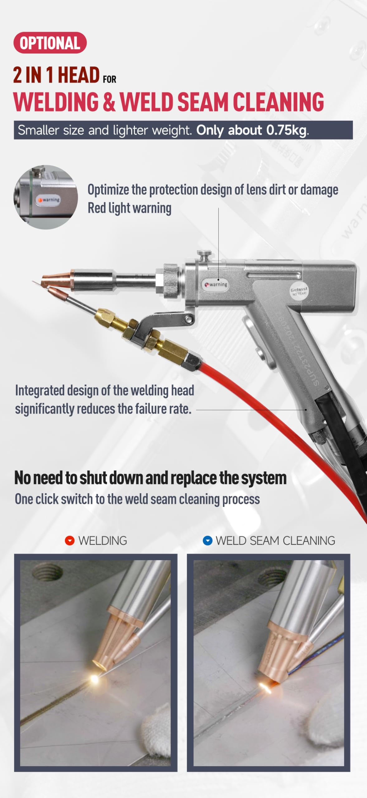 2in1 Handheld Laser Welder Machine for Metal Fiber Laser Welding Machine 1000W with Auto Wire Feeder Fiber Cable 10m Stainless Steel Laser Welding Iron Aluminum Copper