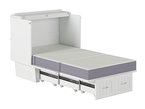 AFI, Sydney Twin Wood Murphy Bed Chest with Storage and Charging Station, White