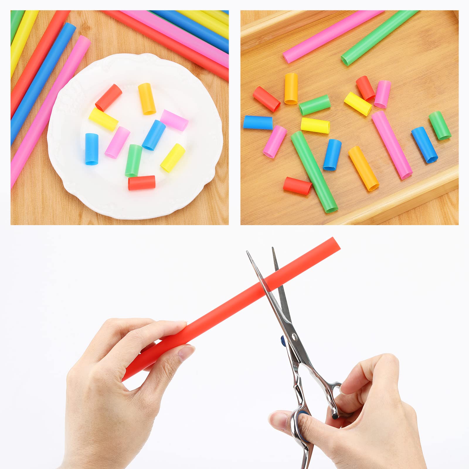 300PCS 8.2" Disposable Plastic Drinking Straws 0.43" Extra Wide Jumbo Smoothie Straws for Bubble Tea Milkshakes Coffee Boba