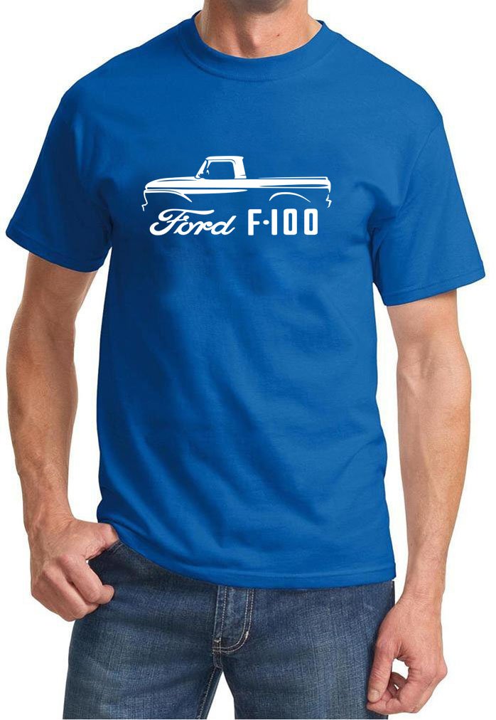 1961-66 Ford F100 Pickup Truck Classic Outline Design Tshirt Royal Blue (XL)