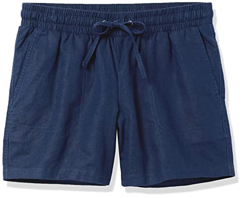 Amazon Essentials Women's 5" Inseam Drawstring Linen Blend Short (Available in Plus Size), Dark Blue, Medium