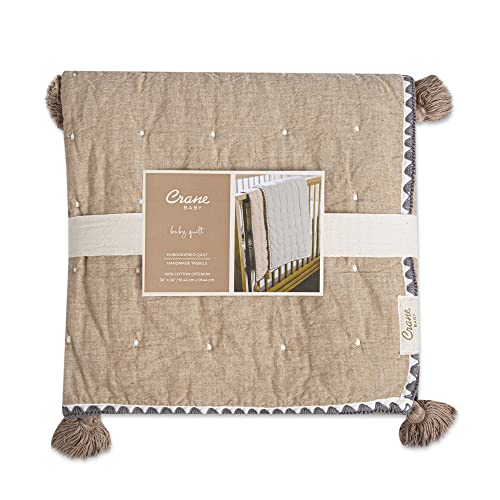 Crane Baby Blanket, Soft Cotton Quilted Nursery and Toddler Blanket for Boys and Girls, Copper, 36β x 36β, Ezra Print