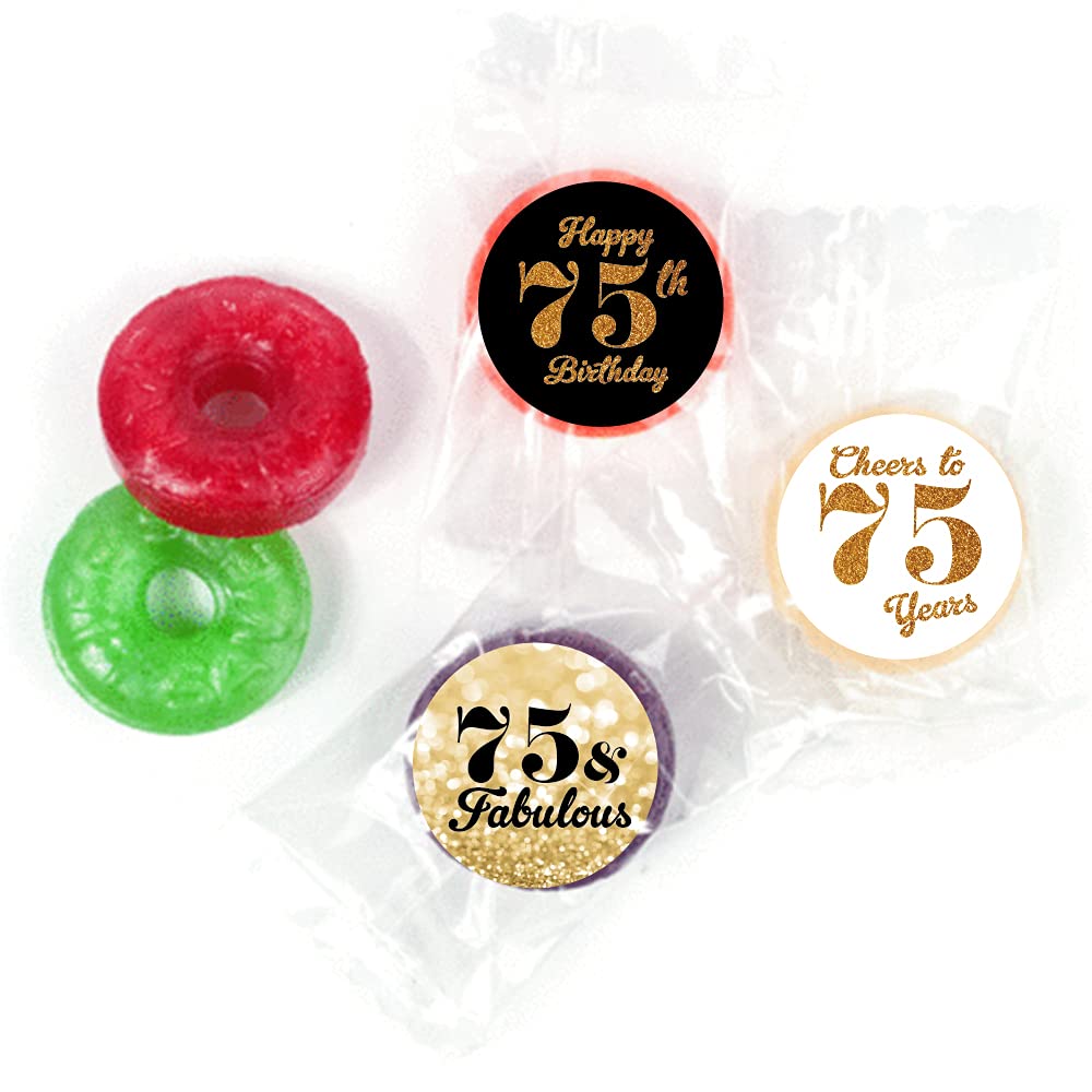 270 PCS Black Gold 60th Birthday Stickers,9 Design Self Adhesive Circle Label Stickers, Birthday Envelope Seals Candy Stickers,Birthday Party Chocolate Stickers,Candy Stickers.(035) (75)