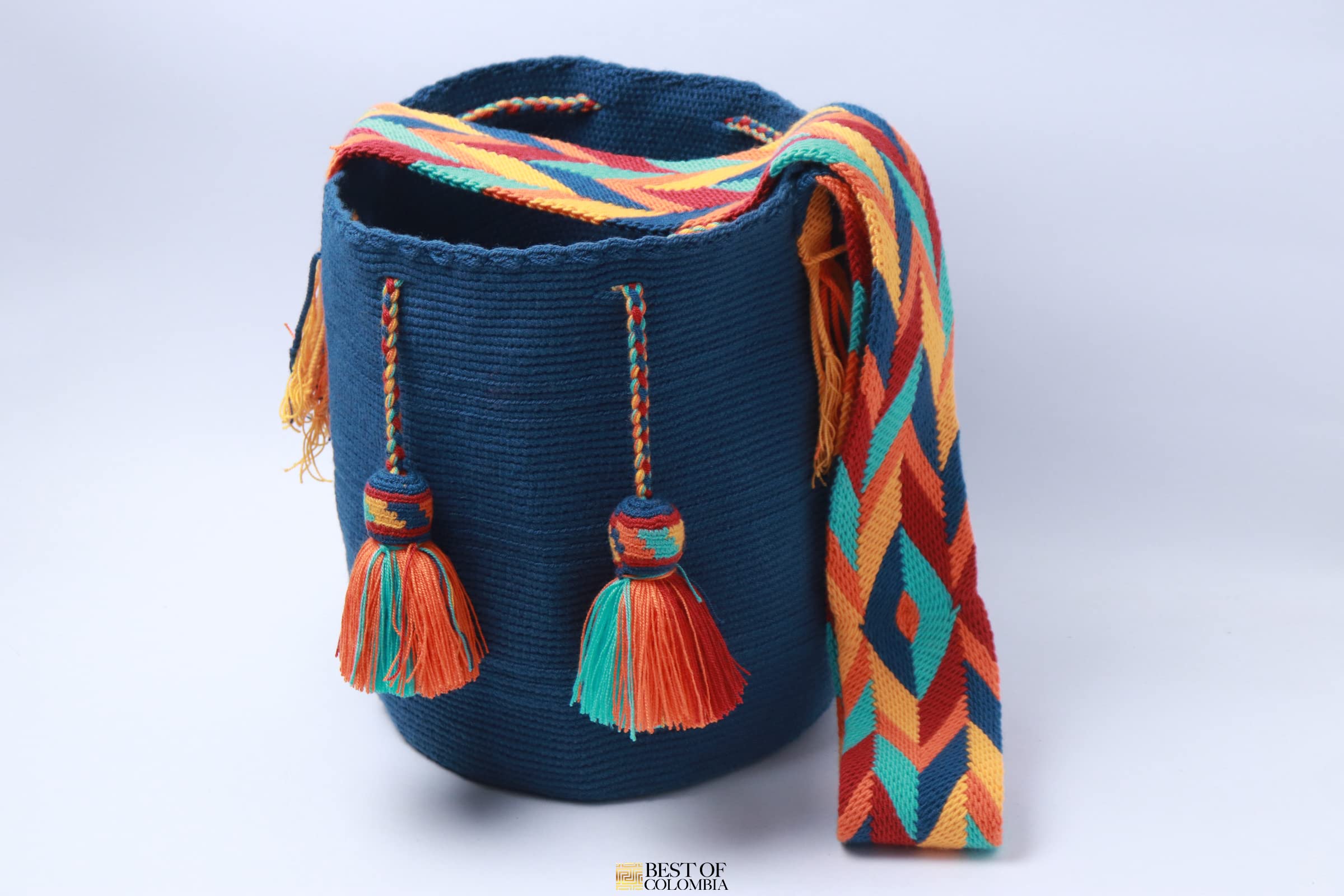 Blue Jean HandWoven Wayuu Mochila Bag LARGE - Crossbody Crochet Purse