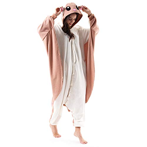 Beauty Shine Adult Unisex Animal Flying Squirrel Costume Halloween Christmas Cosplay Plush Pajamas Onesie (Small, Flying Squirrel)