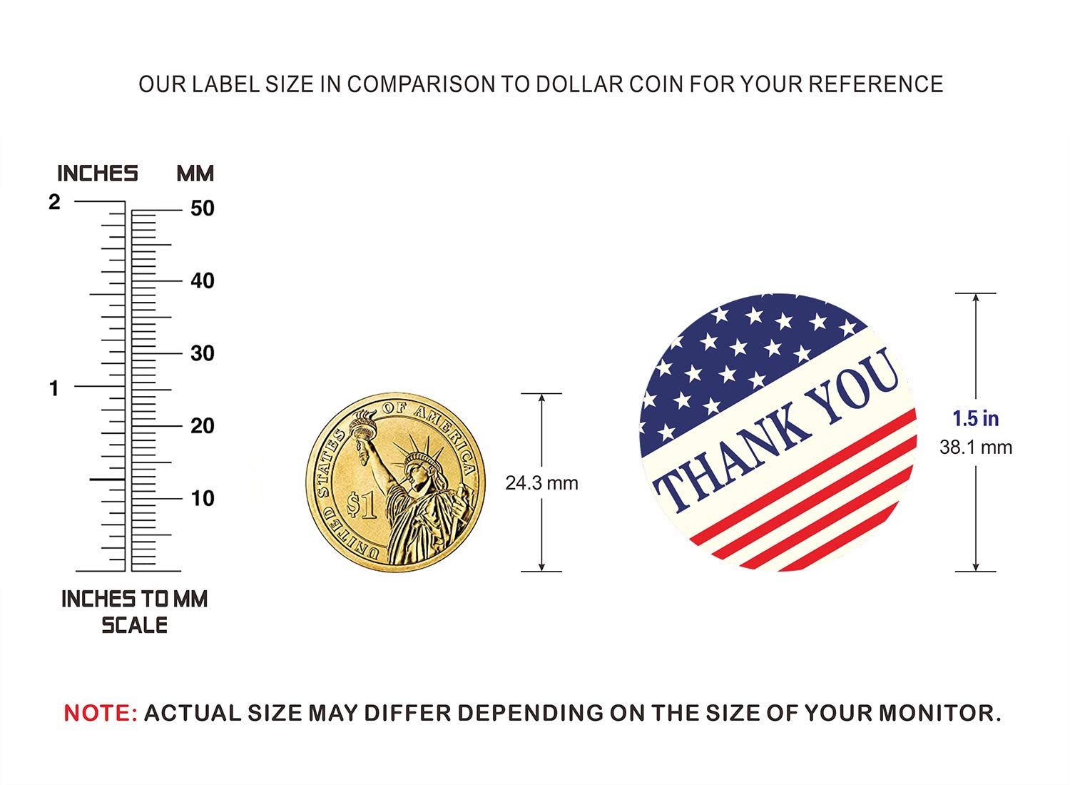 YINHEXI American Flag Thank You Stickers, 500 Labels Per Roll for Small Business Packaging, Seal Stickers (Style-A, 1.5 inch)