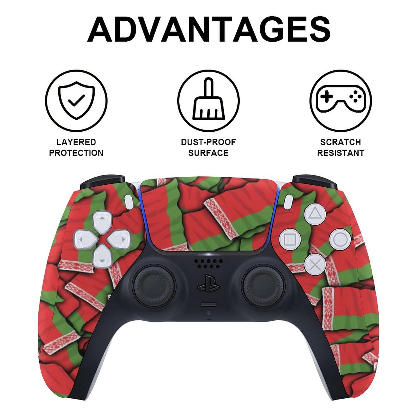 Belarusian Flag Compatible with PS5 Console and Controller Sticker Skin, Durable, Scratch-Resistant, and Bubble-Free (Digital Version)