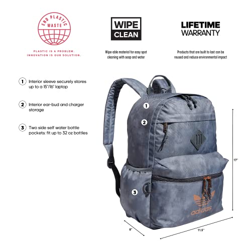 adidas Originals Originals Trefoil 2.0 Backpack, Stone Wash Grey/Rose Gold/Onix Grey, One Size