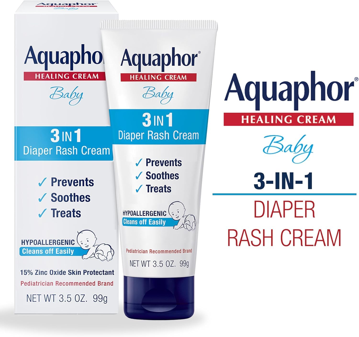 Aquaphor Baby Diaper Rash Cream, 3.5 Ounce (2 Pack)