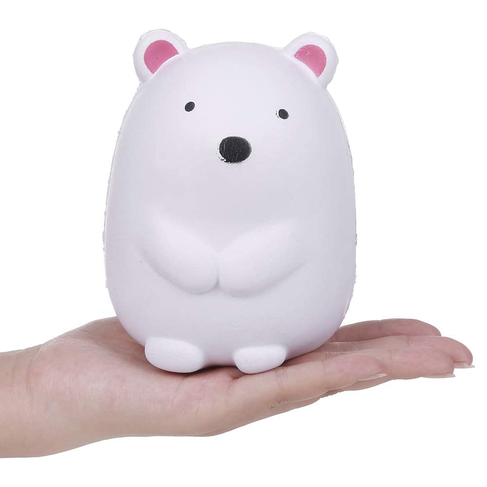 Anboor 5.1 Inches Squishies Polar Bear Kawaii Soft Slow Rising Scented Animal Squishies Stress Relief Kids Toys Gift Collection Decorative Props White