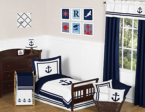 Anchors Away Nautical Navy Blue and White Baby and Childrens Lamp Shade