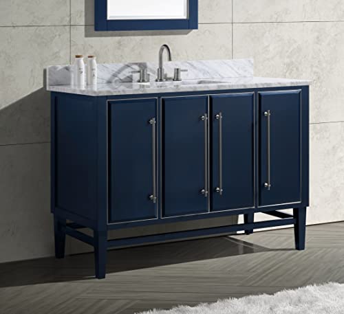 Avanity White 48-Inch Mason Bath Vanity Cabinet with Silver Trim
