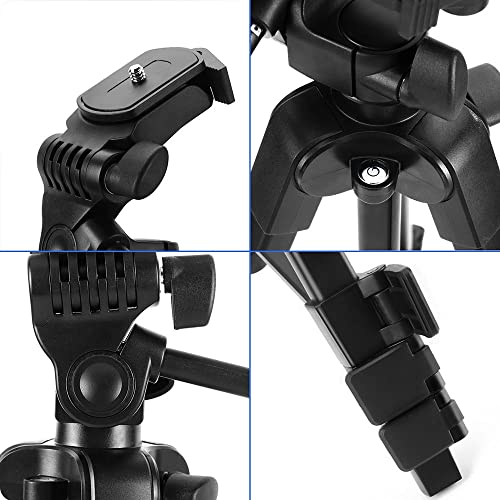 teefeet Phone Tripod, 54 inch Light Travel Tripod, with Mobile Phone Holder Adapter/Remote Shutter/Carry Bag for Selfie, Suitable for Video, Live Broadcast, Video Blog, Tiktok (Black)