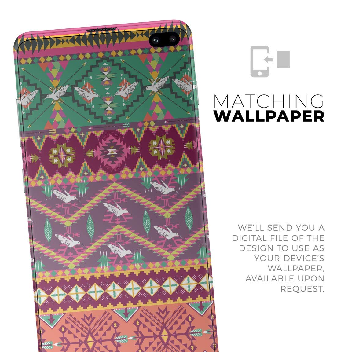 DesignSkinz Vector Aztec Birdy Pattern Protective Vinyl Decal Wrap Skin Cover Compatible with The Samsung Galaxy S20 (Screen Trim & Back Glass Skin)