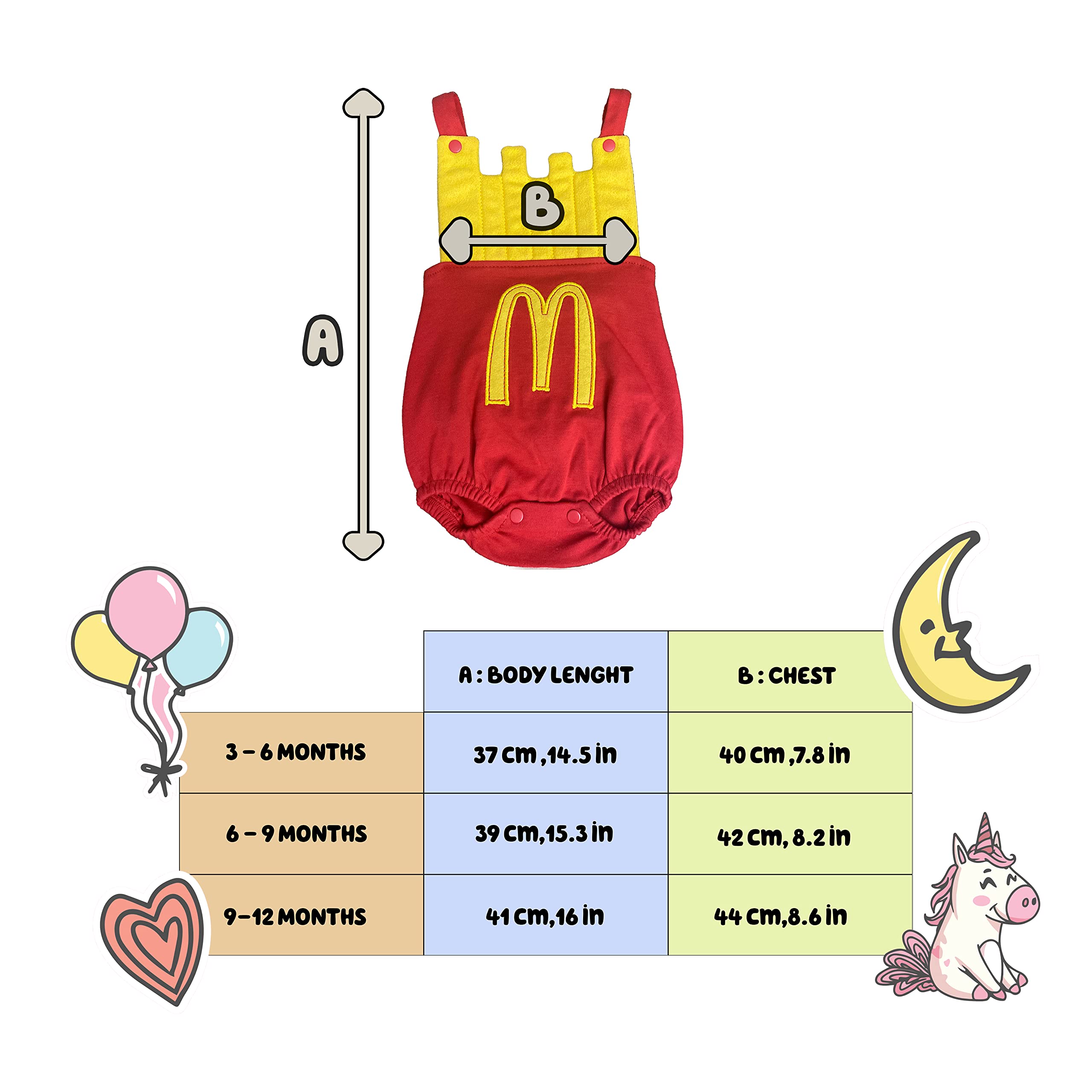 My Cotton Baby Mc Donald's Cotton Baby Salopette, Jumpsuit With Tshirt For Newborns & Infants - 2 Pack Cotton Baby Romper For Unisex, Multicolor, 9-12 Months