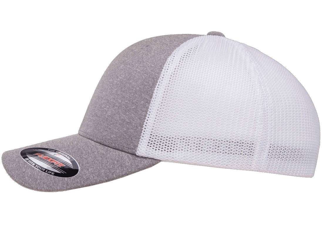 1964 Ford Fairlane Outline Design Flexfit Trucker Mesh Fitted Cap Heather/White