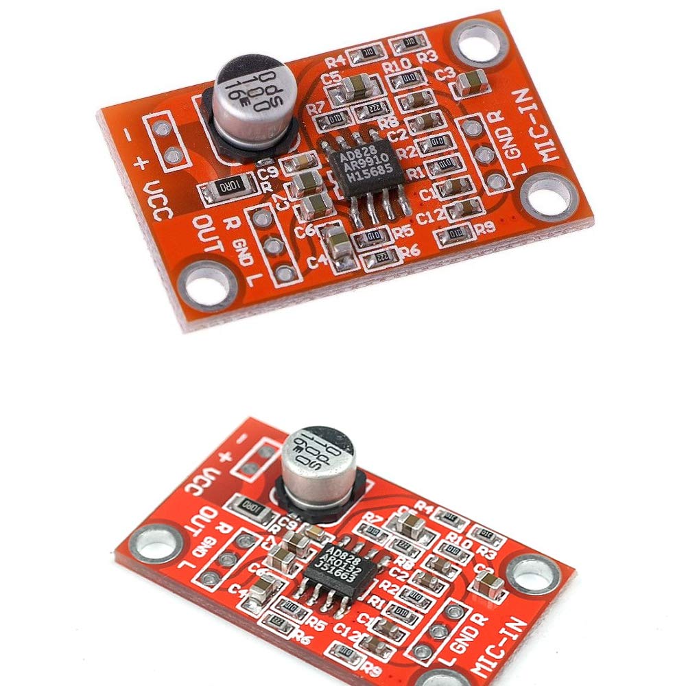 Acxico 1Pcs AD828 Stereo Dynamic Microphone Preamplifier Board Pickup Module DC 3.8V-15V MIC Preamp Module