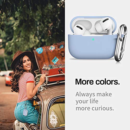 GMUDA for AirPods Pro(2nd Generation/1st Generation),Protective Silicone Cover with Keychain,Compatible with Apple AirPods Pro 2, Front LED Visible (Denim Blue)