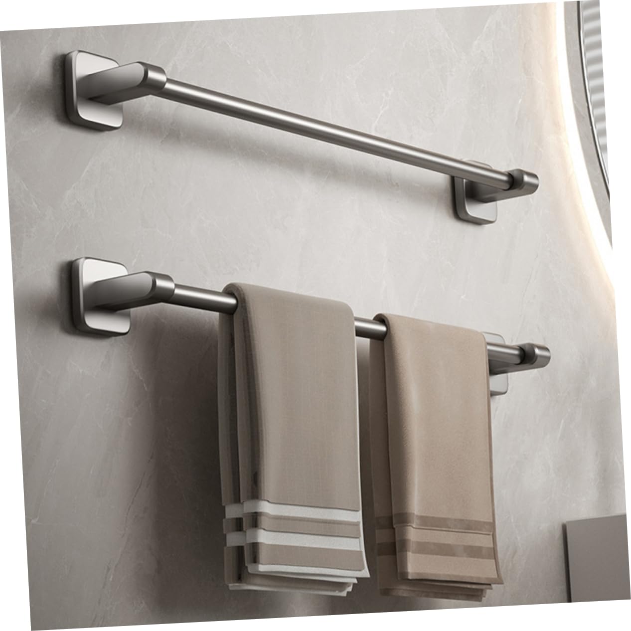 ABOOFAN Wall Nail- Single Pole Towel Hanger Gray 50cm Kitchen Cabinets Towel Rack Towel Bar Wall Mount Towel Organizer Bathroom Slipper Bathroom Racks Towel Holder Wall Heavy