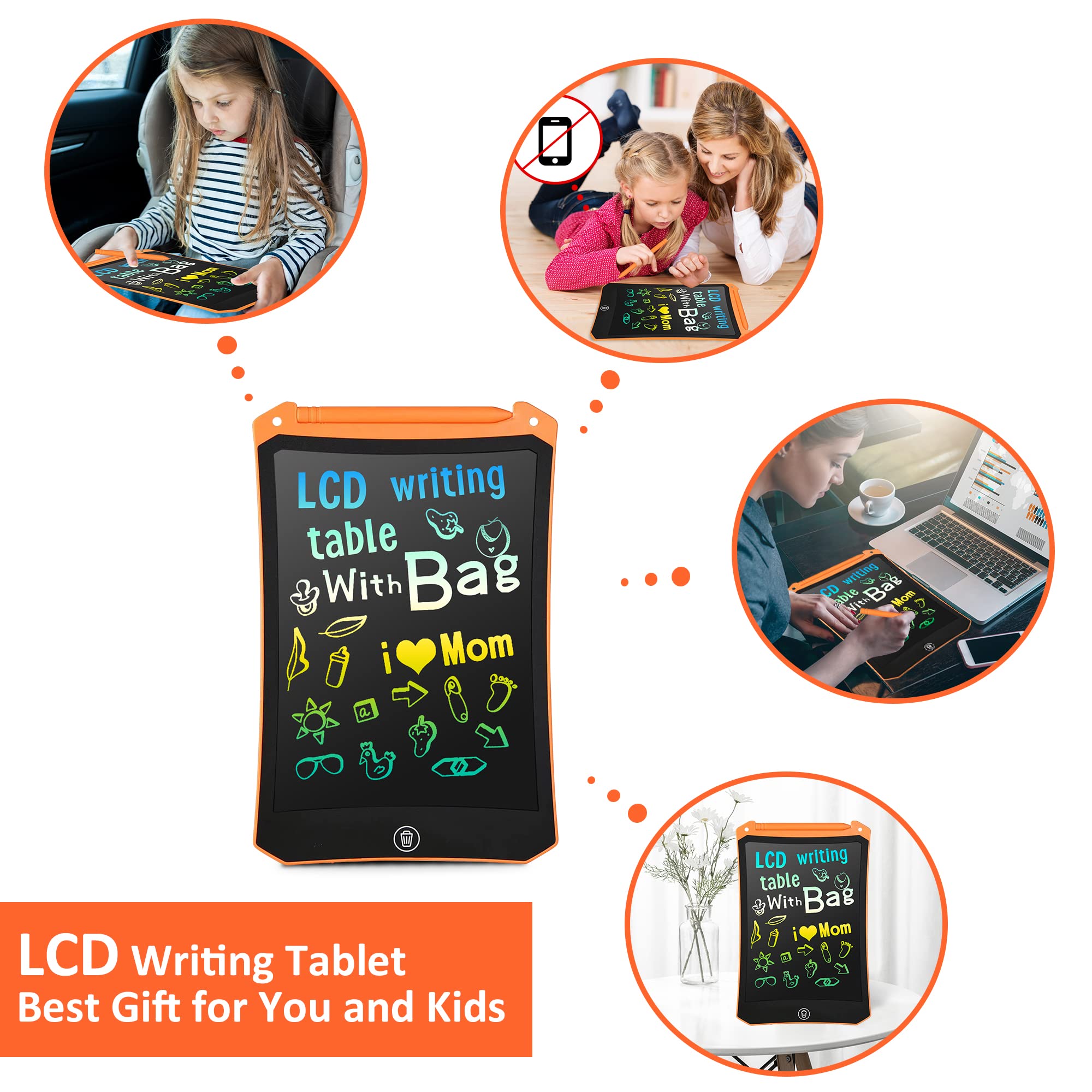 LEYAOYAO LCD Writing Tablet, Colorful Drawing Tablet with Protect Bag, Kids Drawing Pad 8.5 Inch Doodle Board,Toddler Boy and Girl Learning Toys Gift for 3 4 5 6 Years Old (Orange)