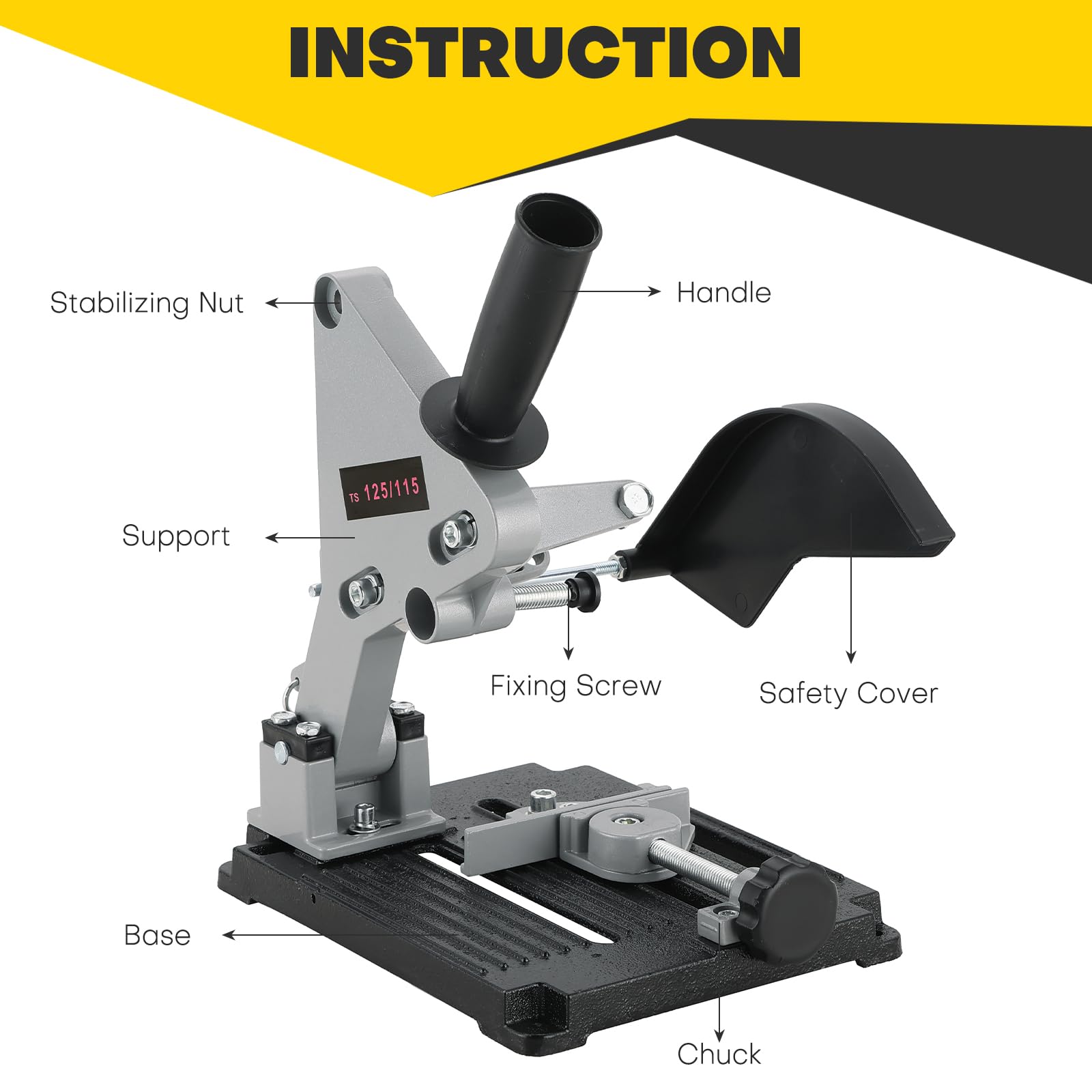 Acymner Angle Grinder Stand Grinder Holder | 45 Degree Clamp Angle Grinder Holder Bracket with Slide Handle Cast Iron Base for 100-125mm Angle Grinder