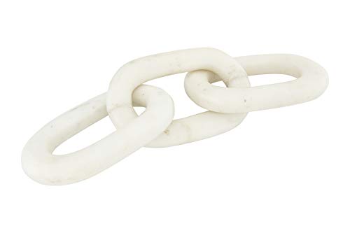 Creative Co-Op 13" L Decorative Marble Figurine Chain Link, White (AH1041)
