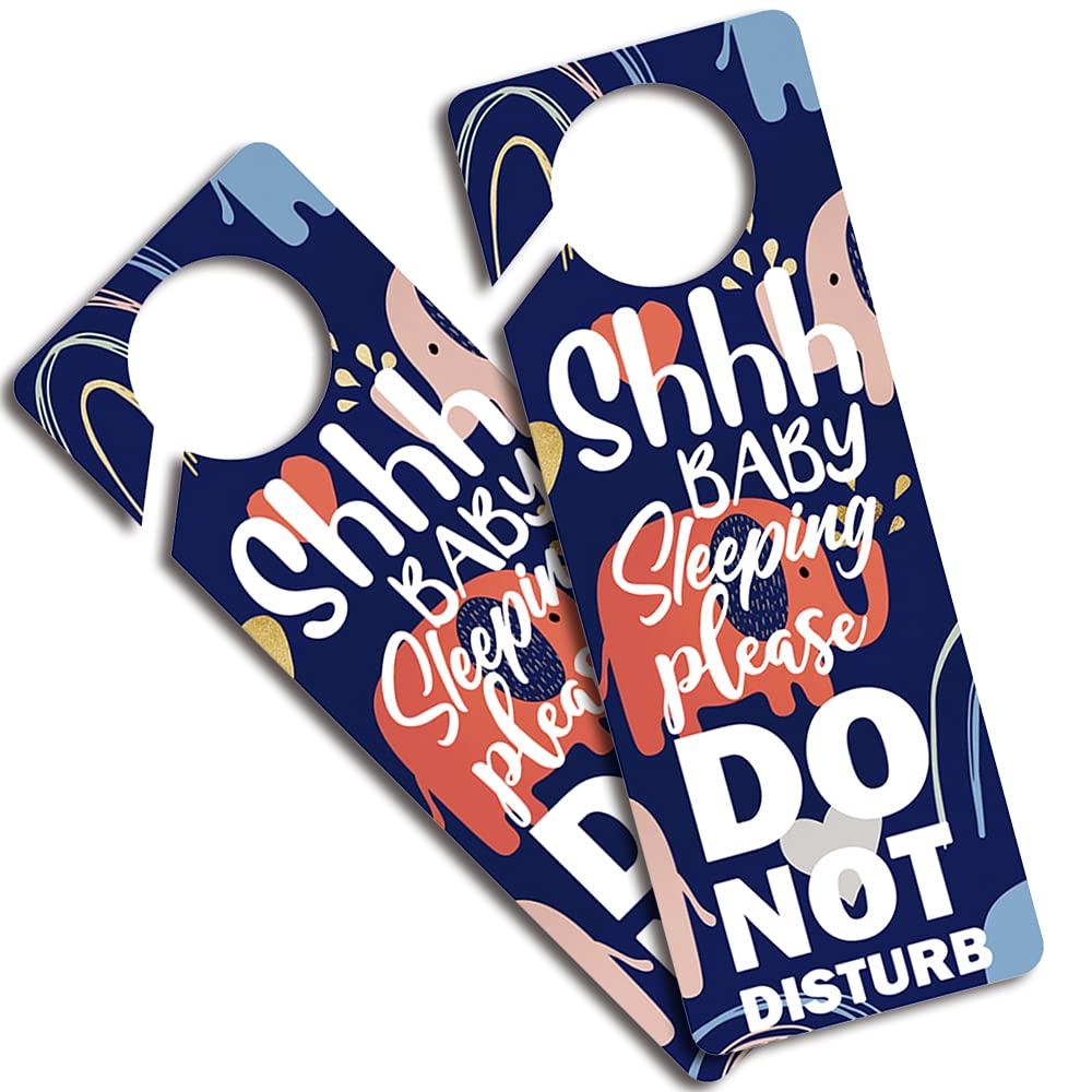 Funny Baby Sleeping Sign, Door Hanger, Funny Baby Room Decorative, 2 Pack, Double Sided, Ideal for Home, Bathroom, Bedroom, Baby Room
