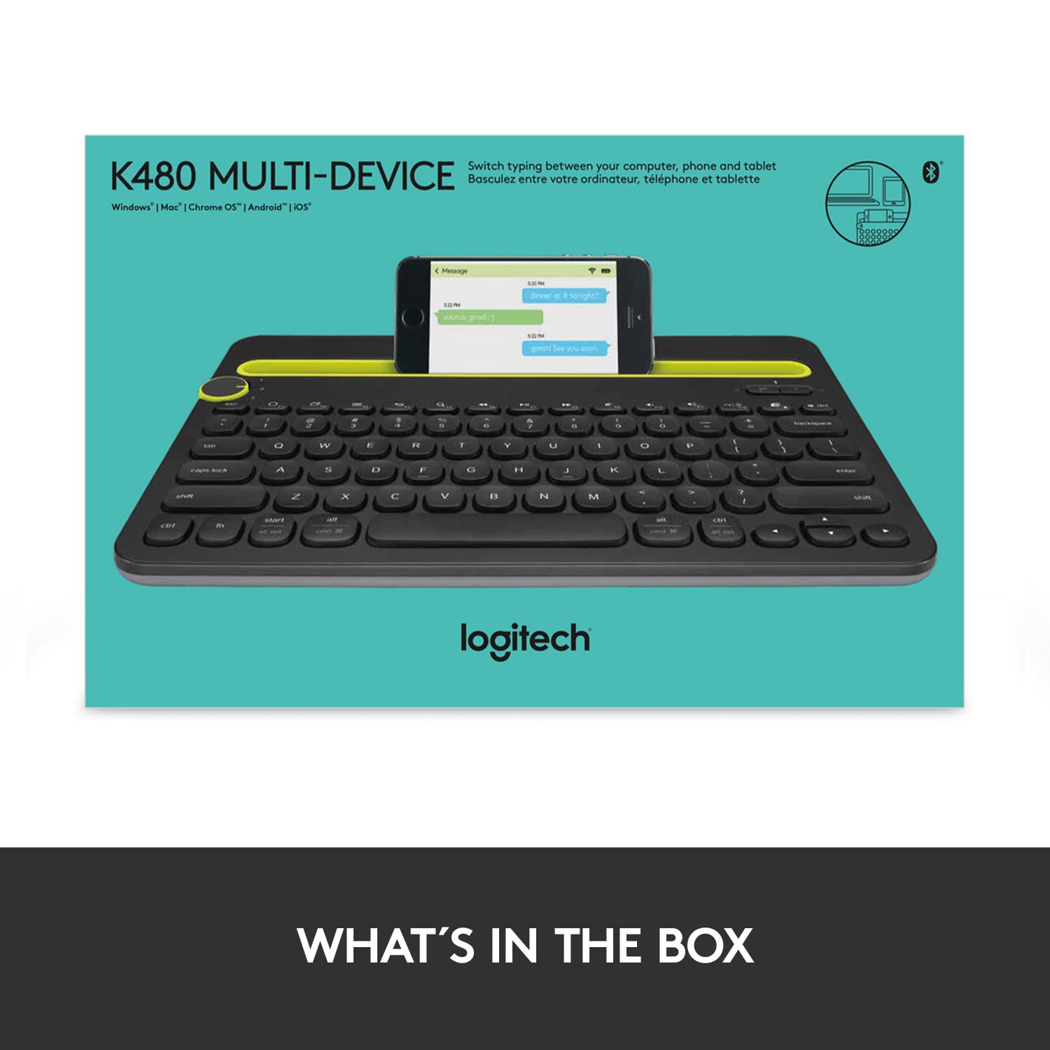 Bluetooth Multi-Device Keyboard K480 - Switch typing between your computer, phone, and tablet