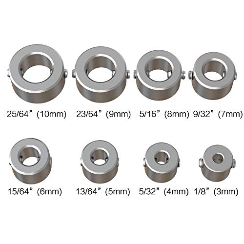 304 Stainless Steel Stop Bit Collar Set Drill Tool for 3mm, 4mm, 5mm, 6mm, 7mm, 8mm, 9mm, 10mm Diameter Drill Bits 8Pcs by ROOCBIT