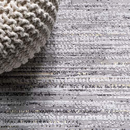 JONATHAN Y SOR200A-5 Loom Modern Strie' Indoor Area-Rug Solid Striped Casual Transitional Easy-Cleaning Bedroom Kitchen Living Room Non Shedding, 5 ft x 8 ft, Gray/Black