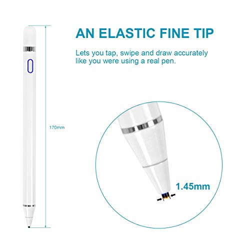 Active Stylus Pens for Touch Screens,Stylus Pen Compatible with Apple iPad, Capacitive Pencil for Kid Student Drawing, Writing,High Sensitivity,for Touch Screen Devices Tablet,Smartphone (White)